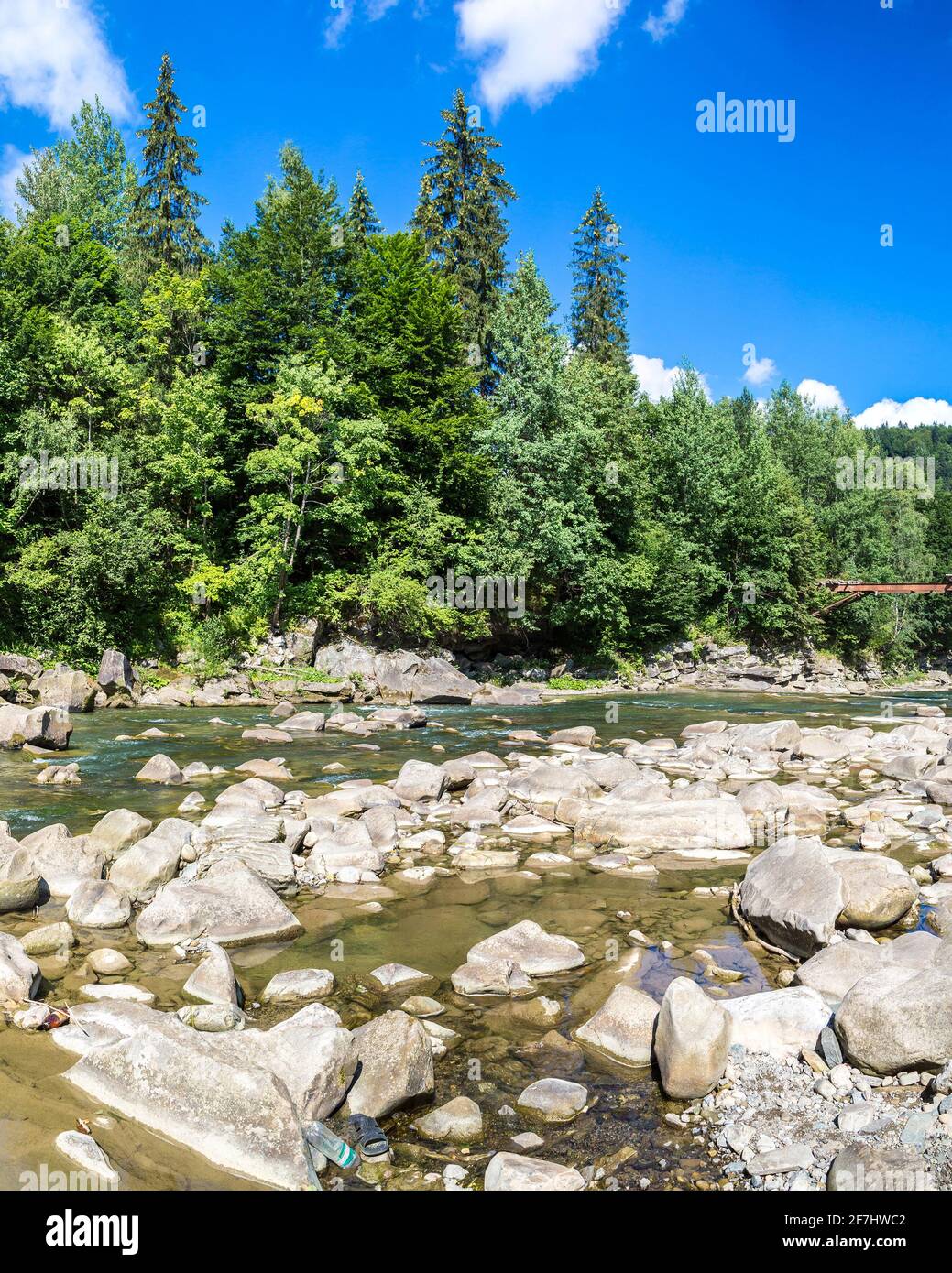 The mountain river Prut and waterfalls in Yaremche, Carpathians ...