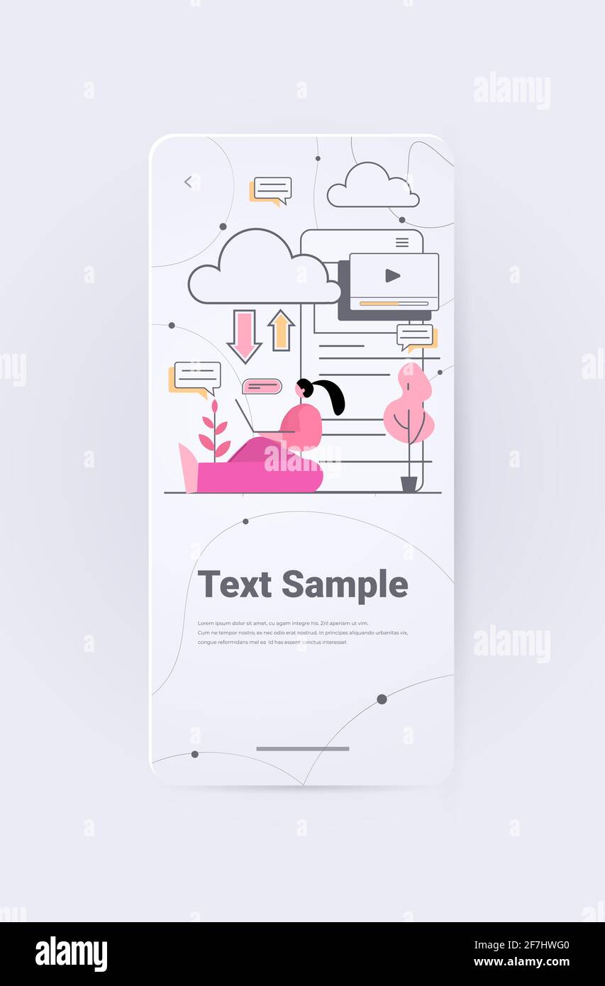 businesswoman using laptop social media communication concept full ...