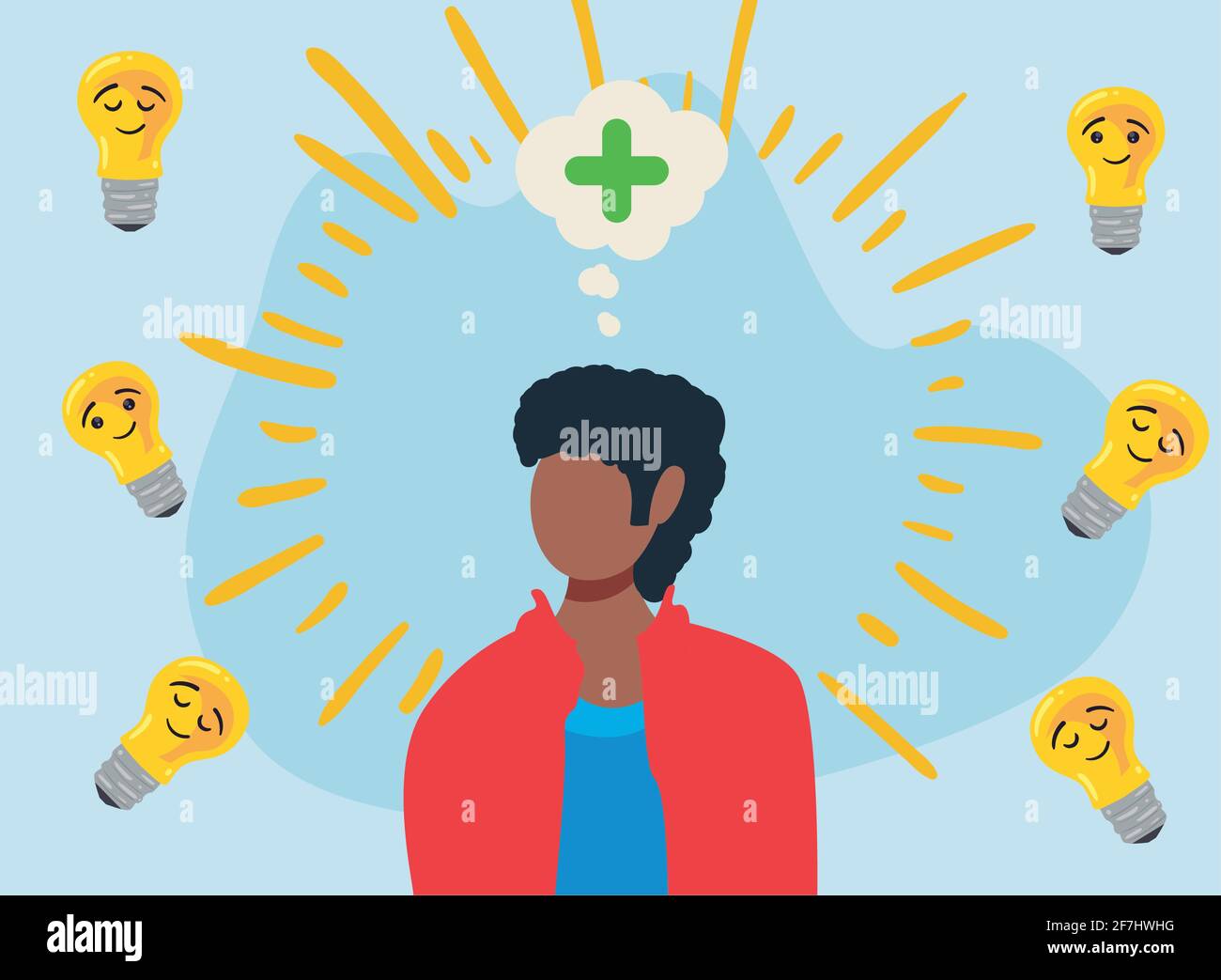 boy with positive light bulb Stock Vector Image & Art - Alamy