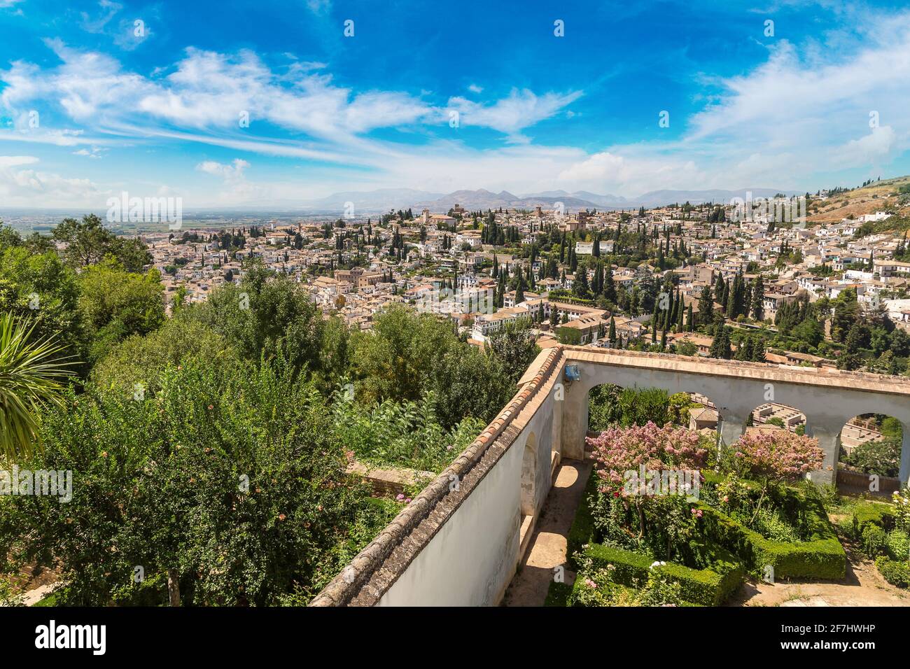 Panoramic aerial view of Granada in a beautiful summer day, Spain Stock ...