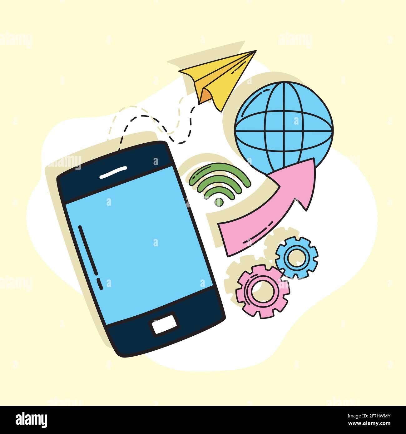 smartphone gadget with doodle icons Stock Vector Image & Art - Alamy