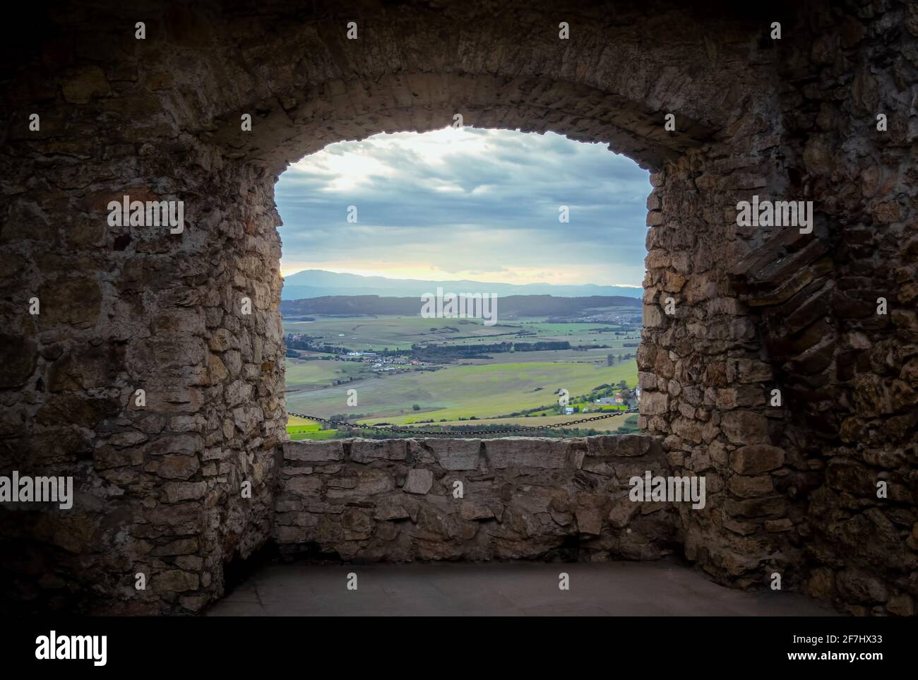 View from the window of an old medieval castle Stock Photo - Alamy