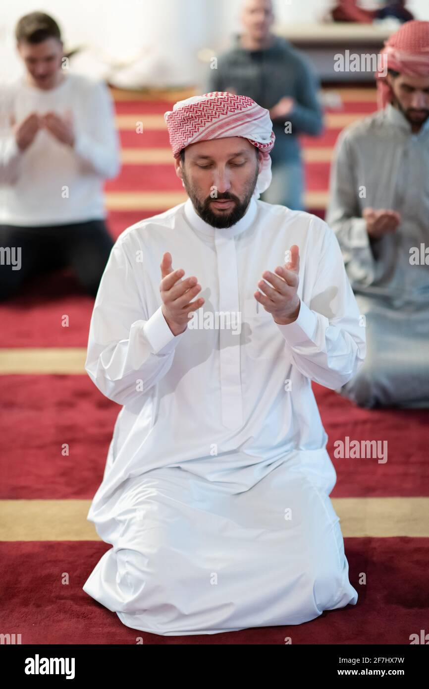 group of muslim people praying namaz in mosque Stock Photo - Alamy