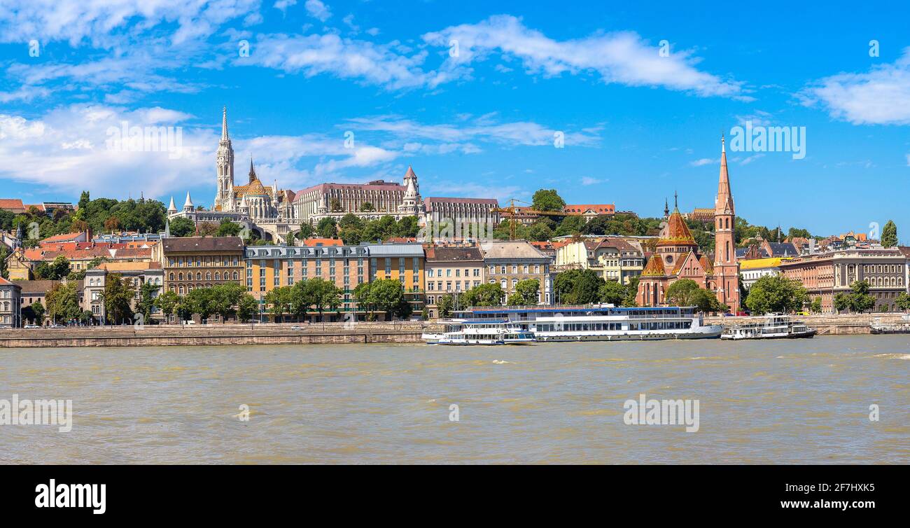 View of Budapest with the river Danube in Hungary in a beautiful summer ...