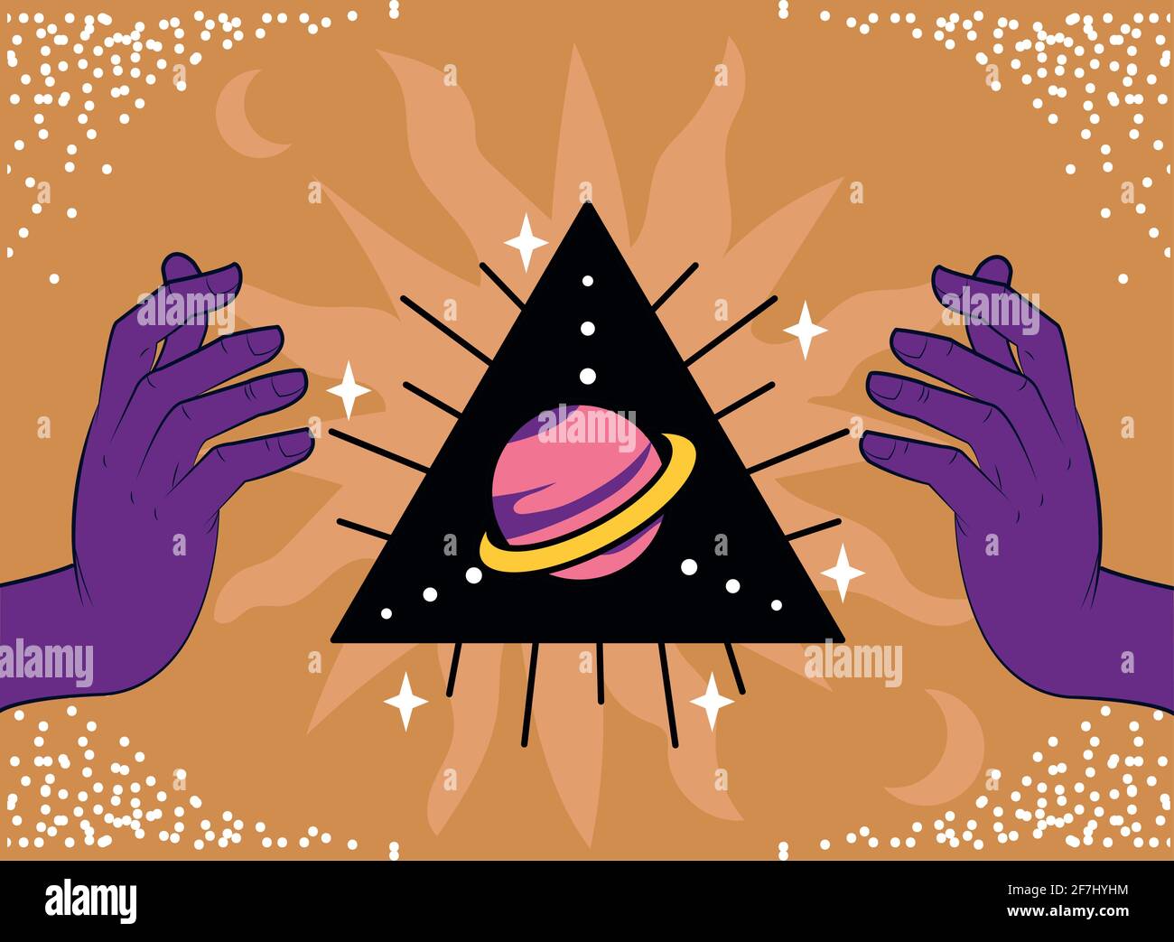 Esoteric planet triangle between hands Stock Vector Image & Art - Alamy