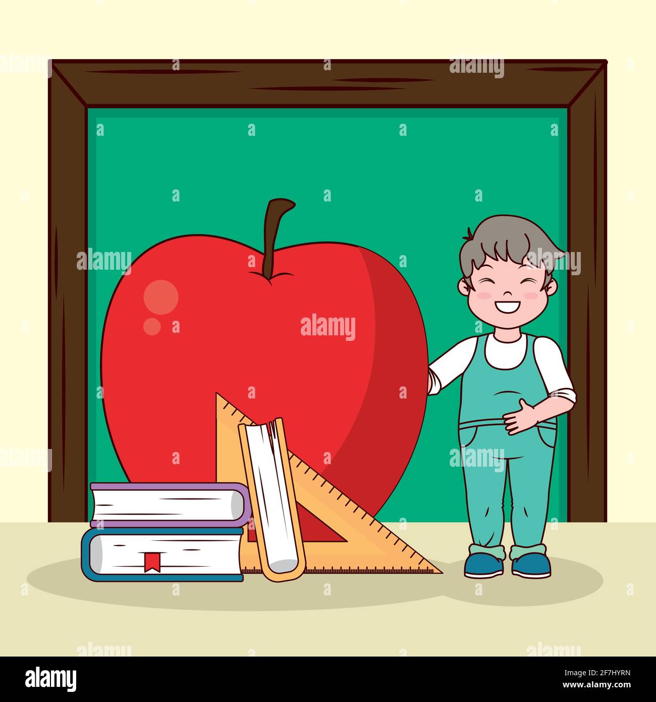 Boy apple books Stock Vector Images - Alamy