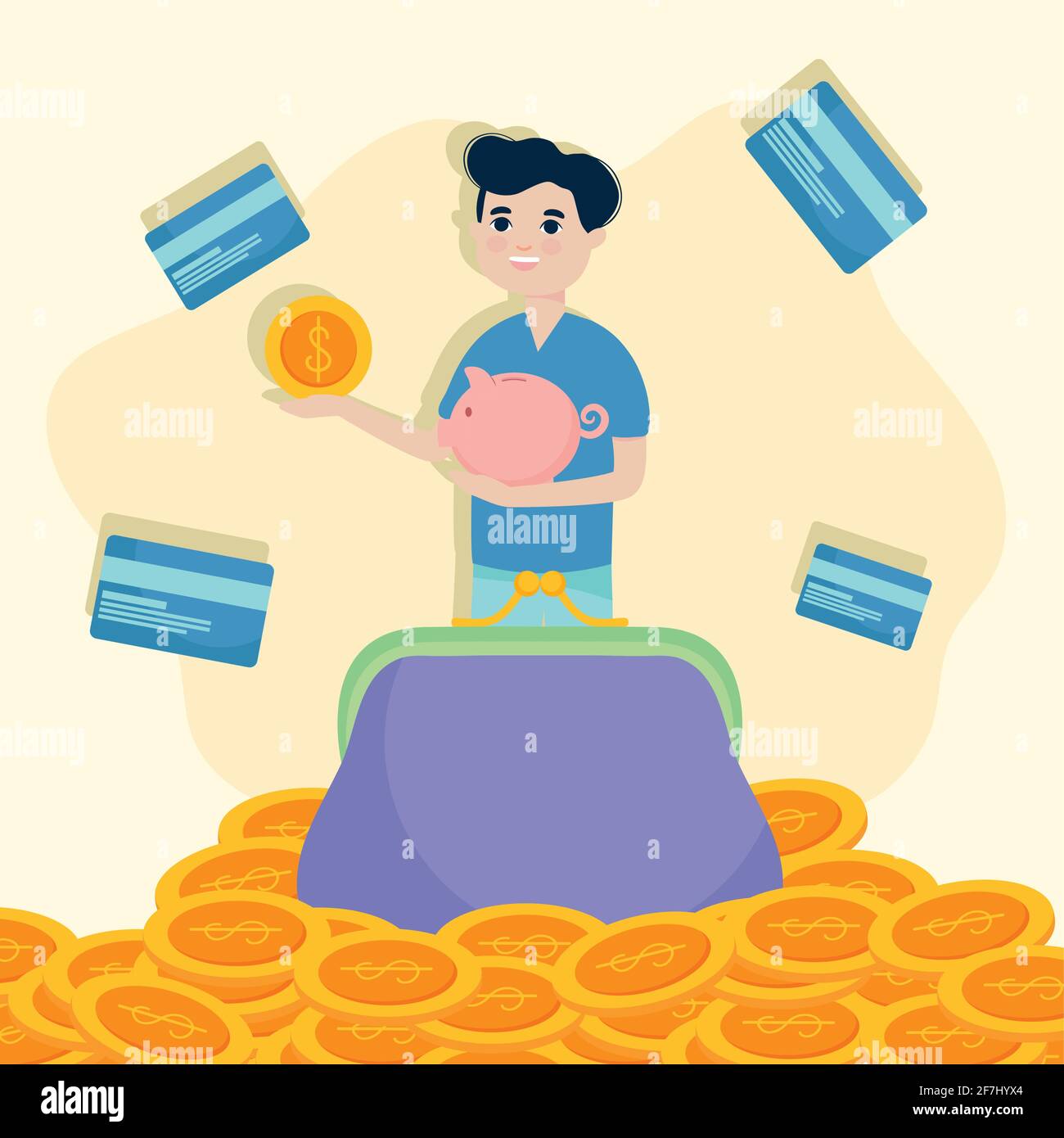 Credit cards in purse Stock Vector Images - Alamy