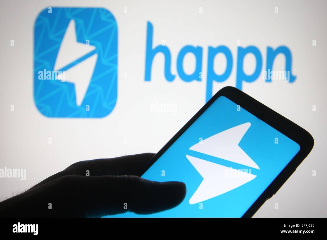 In this photo illustration the Happn logo is seen on a smartphone ...