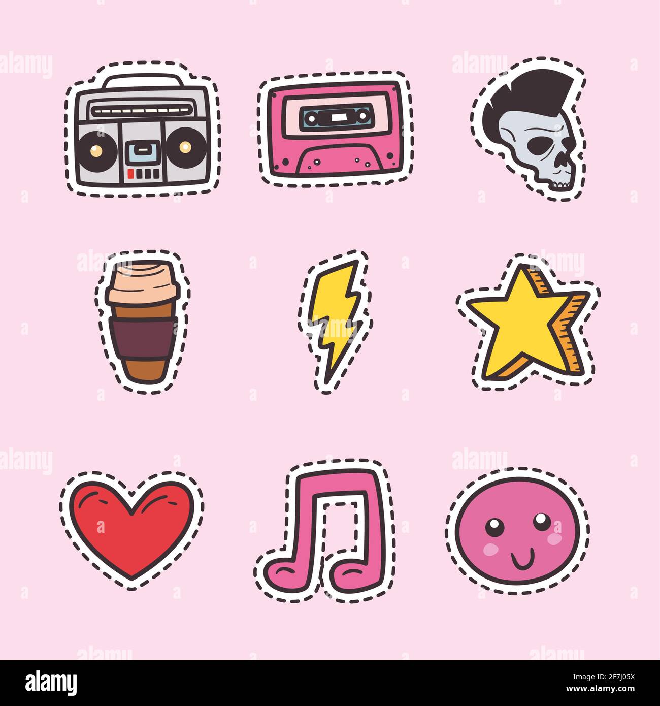 80s retro stickers icon set Stock Vector Image & Art - Alamy