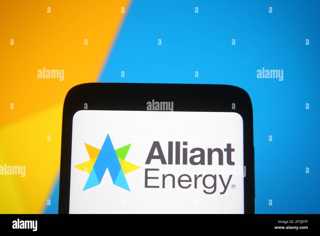 In this photo illustration the Alliant Energy logo is seen on a ...