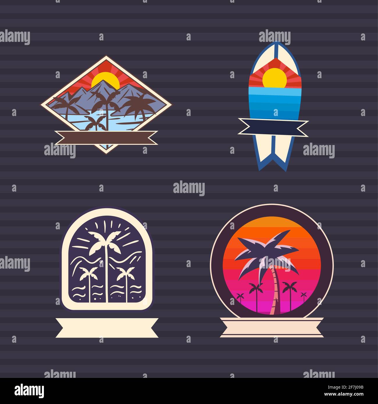 Surf stickers flat icon set Stock Vector Image & Art - Alamy