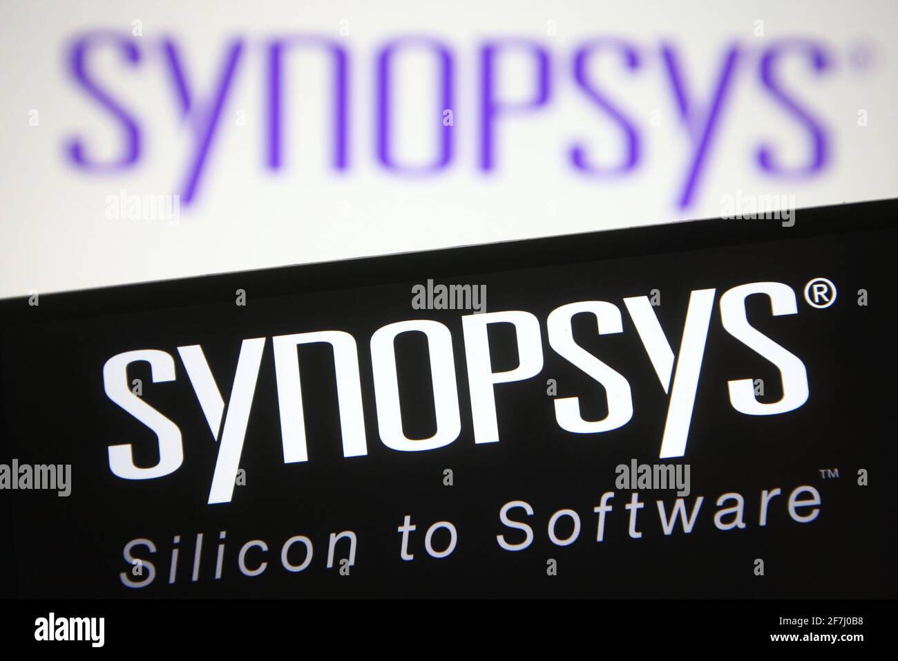 Ukraine. 7th Apr, 2021. In this photo illustration the Synopsys logo of ...