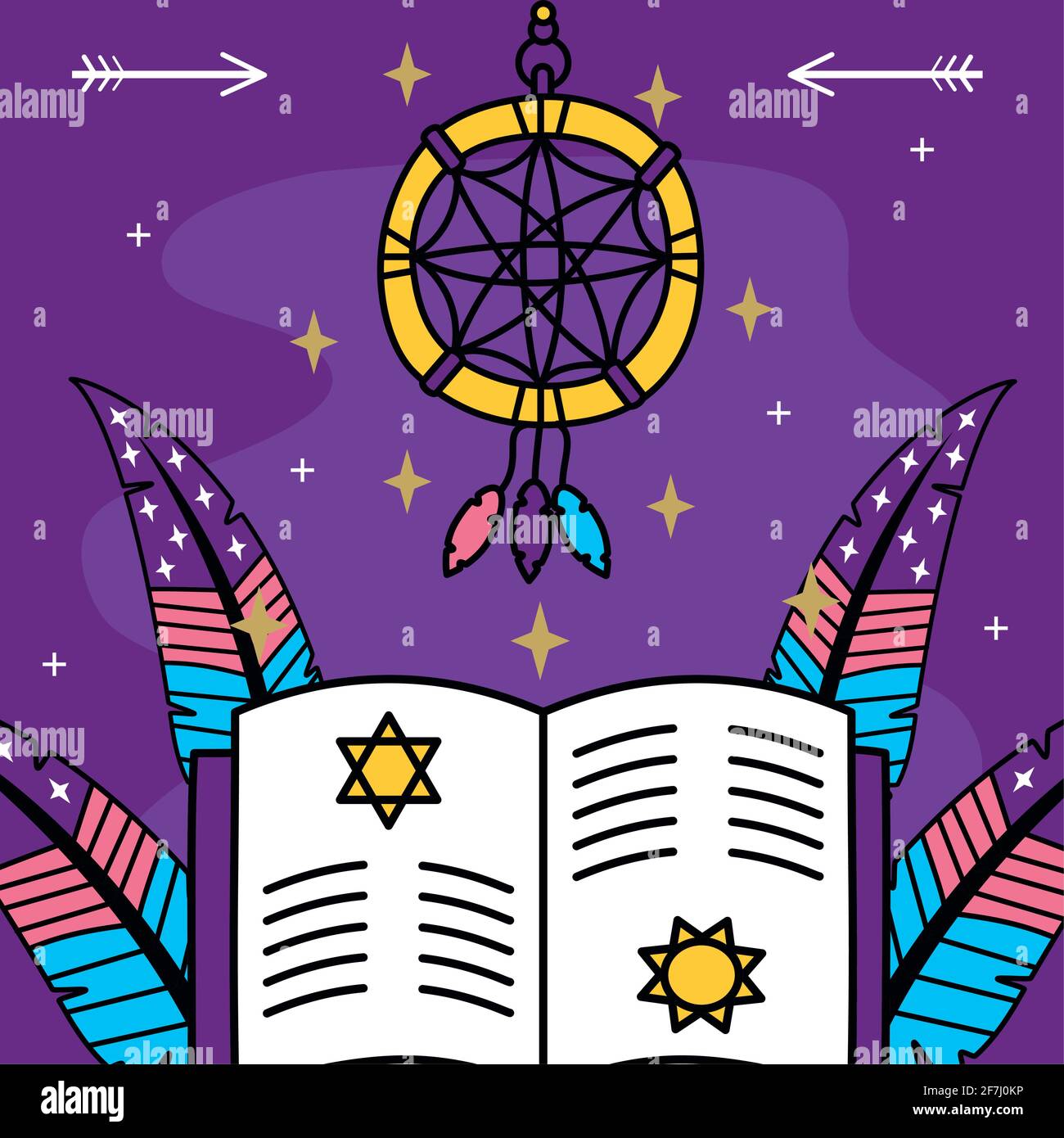Esoteric open book with feathers Stock Vector Image & Art - Alamy