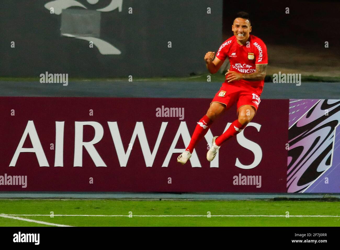 Lima, Peru. 07th Apr, 2021. Oscar Barreto celebrates his goal, the ...