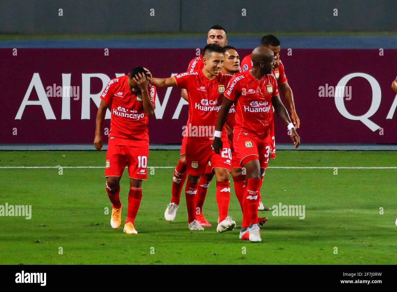 Lima, Peru. 07th Apr, 2021. Oscar Barreto celebrates his goal, the ...