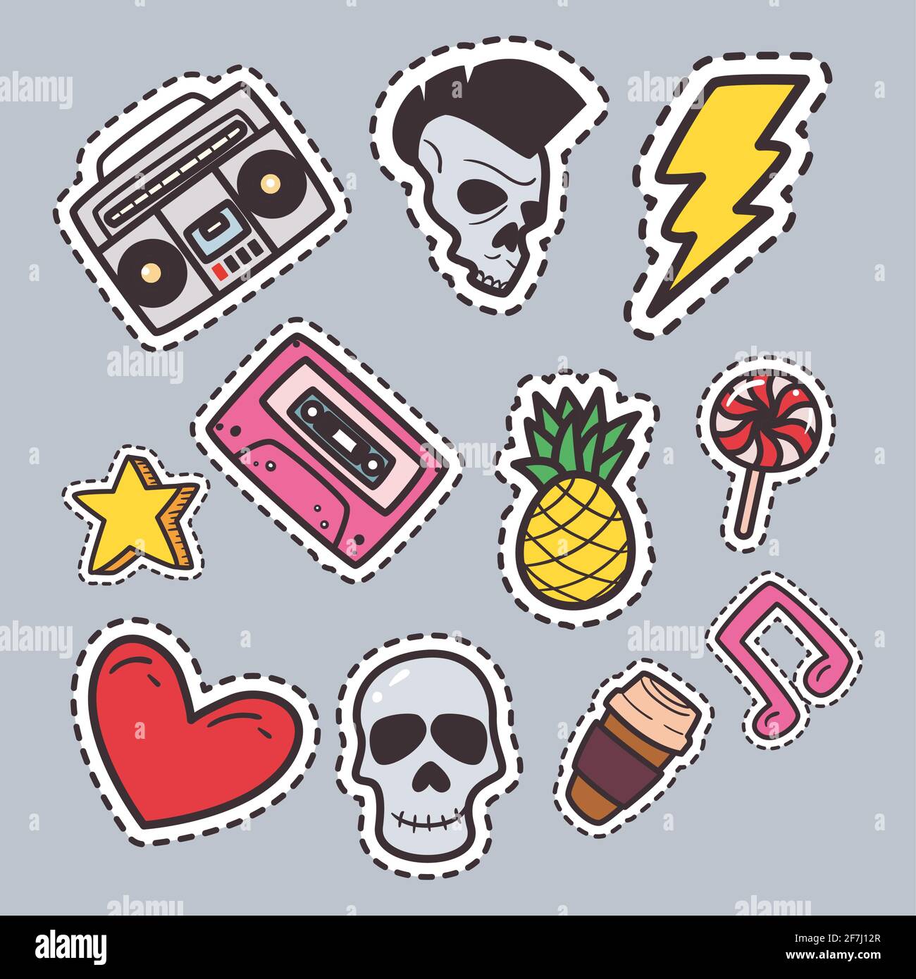 80s retro and stickers icons Stock Vector Image & Art - Alamy