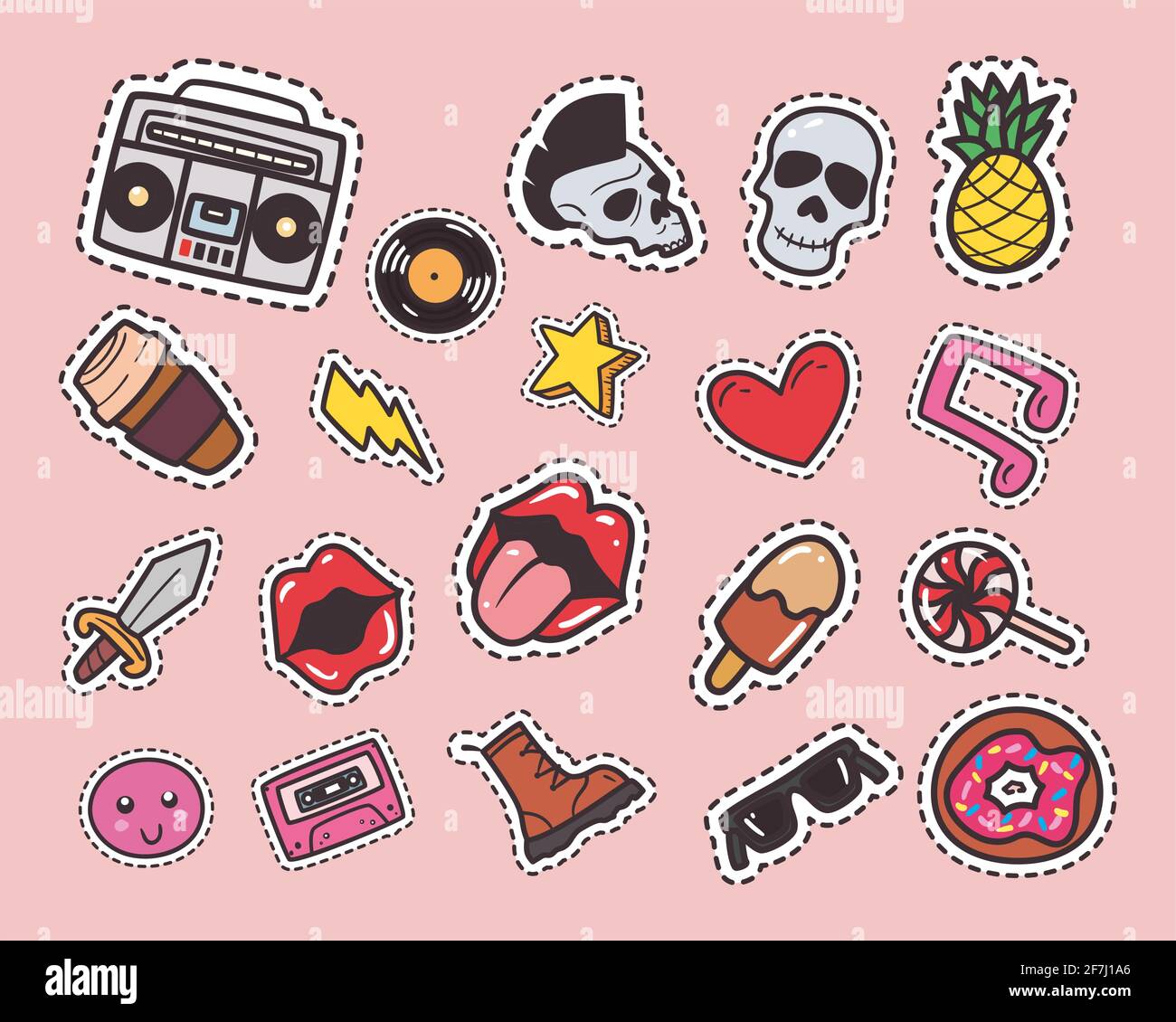 80s retro stickers icon bundle Stock Vector Image & Art - Alamy