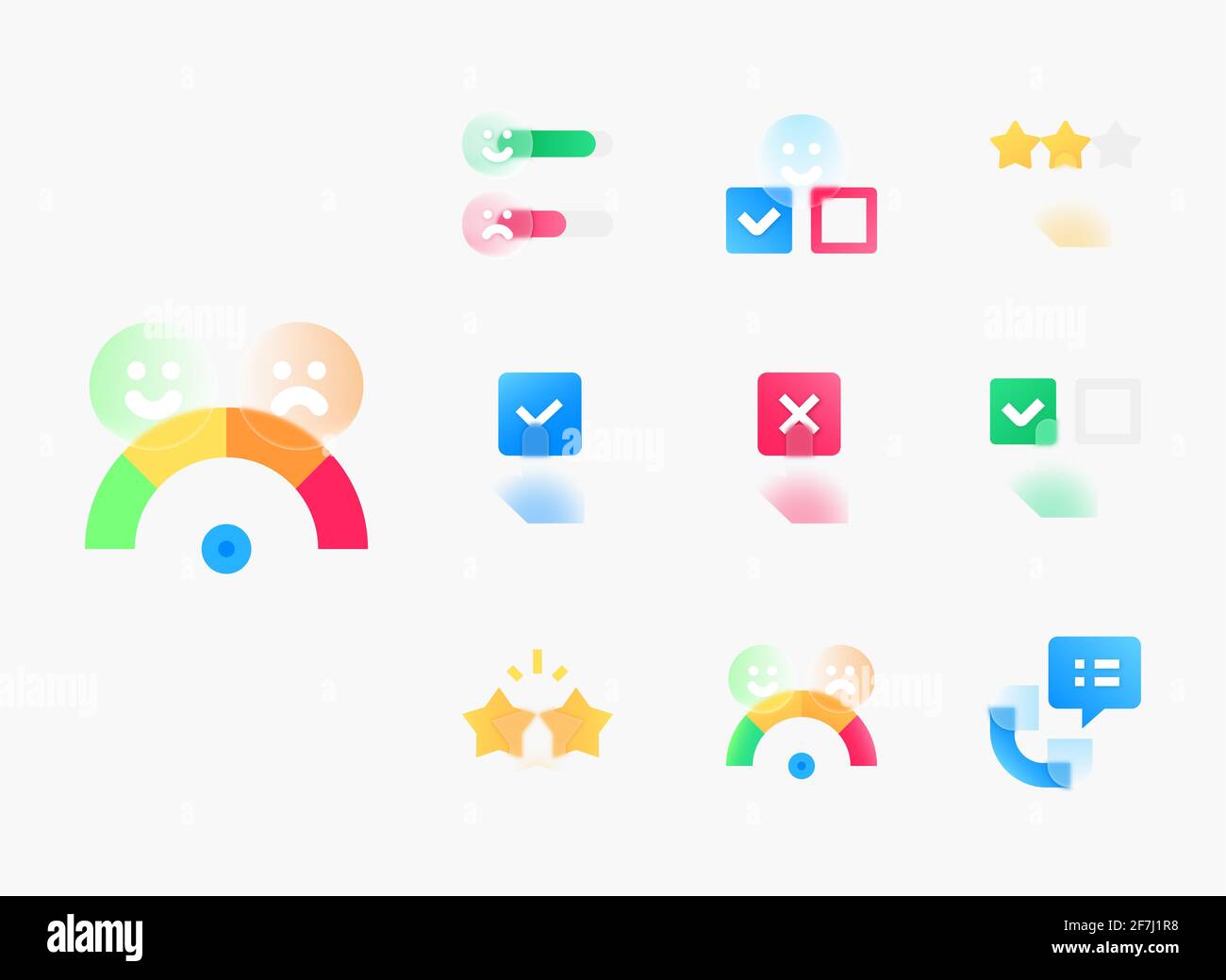 review, sns interaction, comment and reaction concept icon set Stock ...