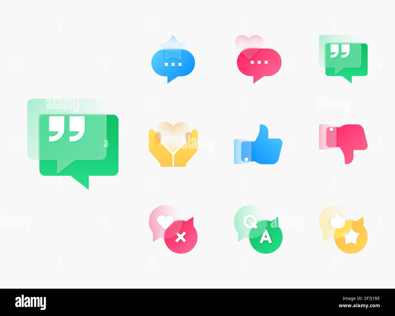 review, sns interaction, comment and reaction concept icon set Stock ...