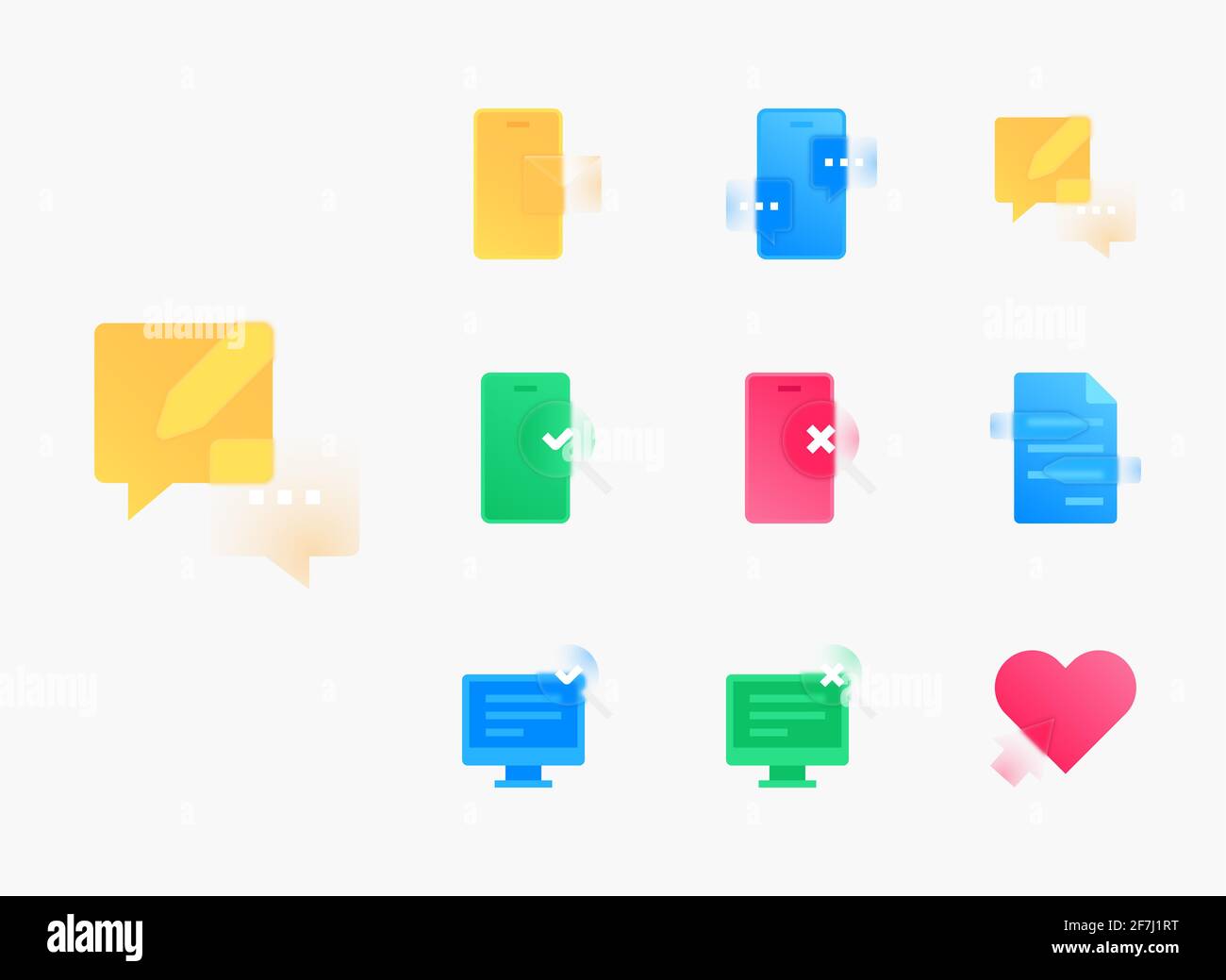 review, sns interaction, comment and reaction concept icon set Stock ...