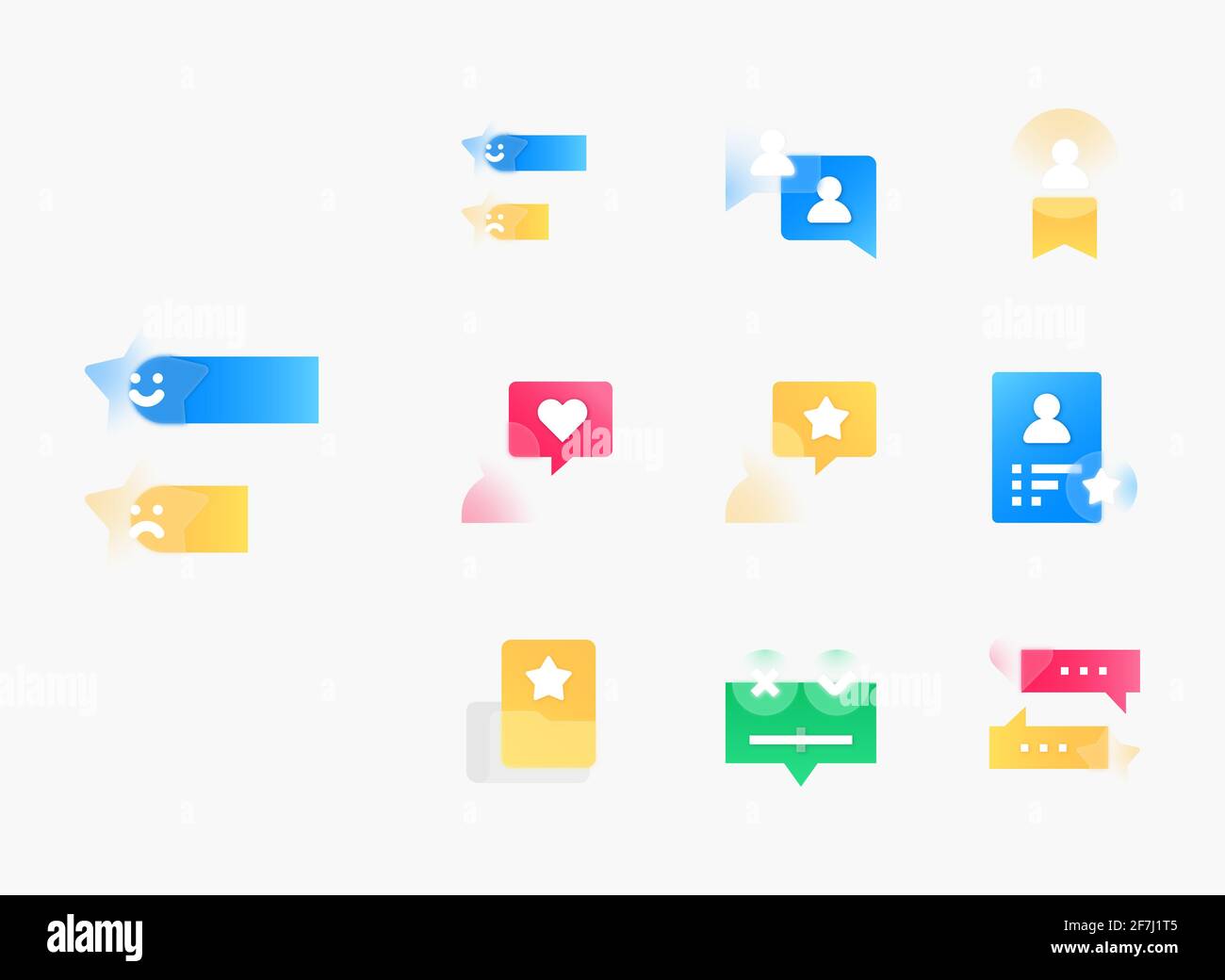 review, sns interaction, comment and reaction concept icon set Stock ...