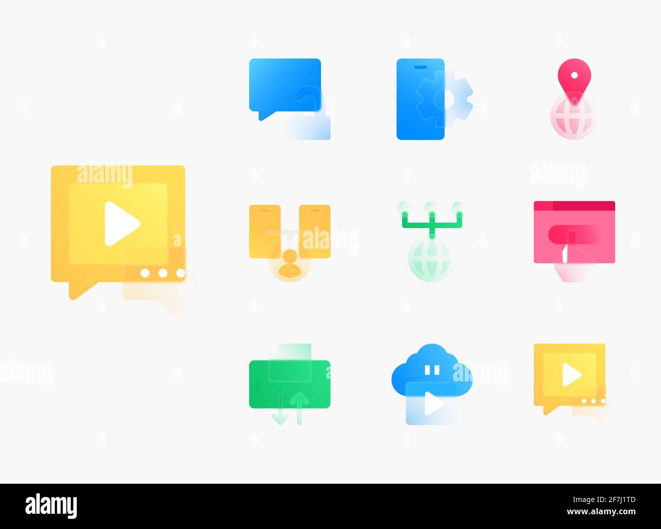 review, sns interaction, comment and reaction concept icon set Stock ...