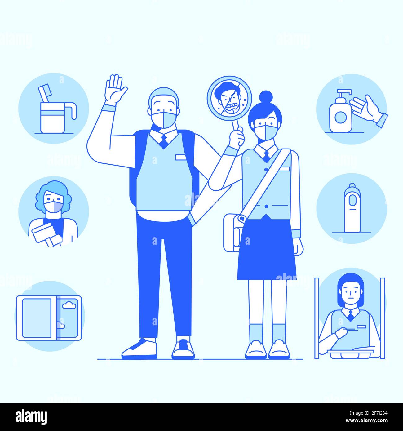 Covid virus safety rules in school Stock Photo - Alamy