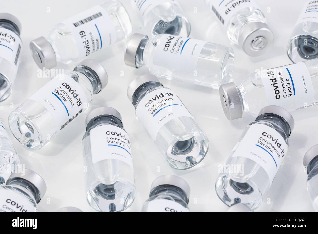 covid 19 vaccine, white background Stock Photo - Alamy