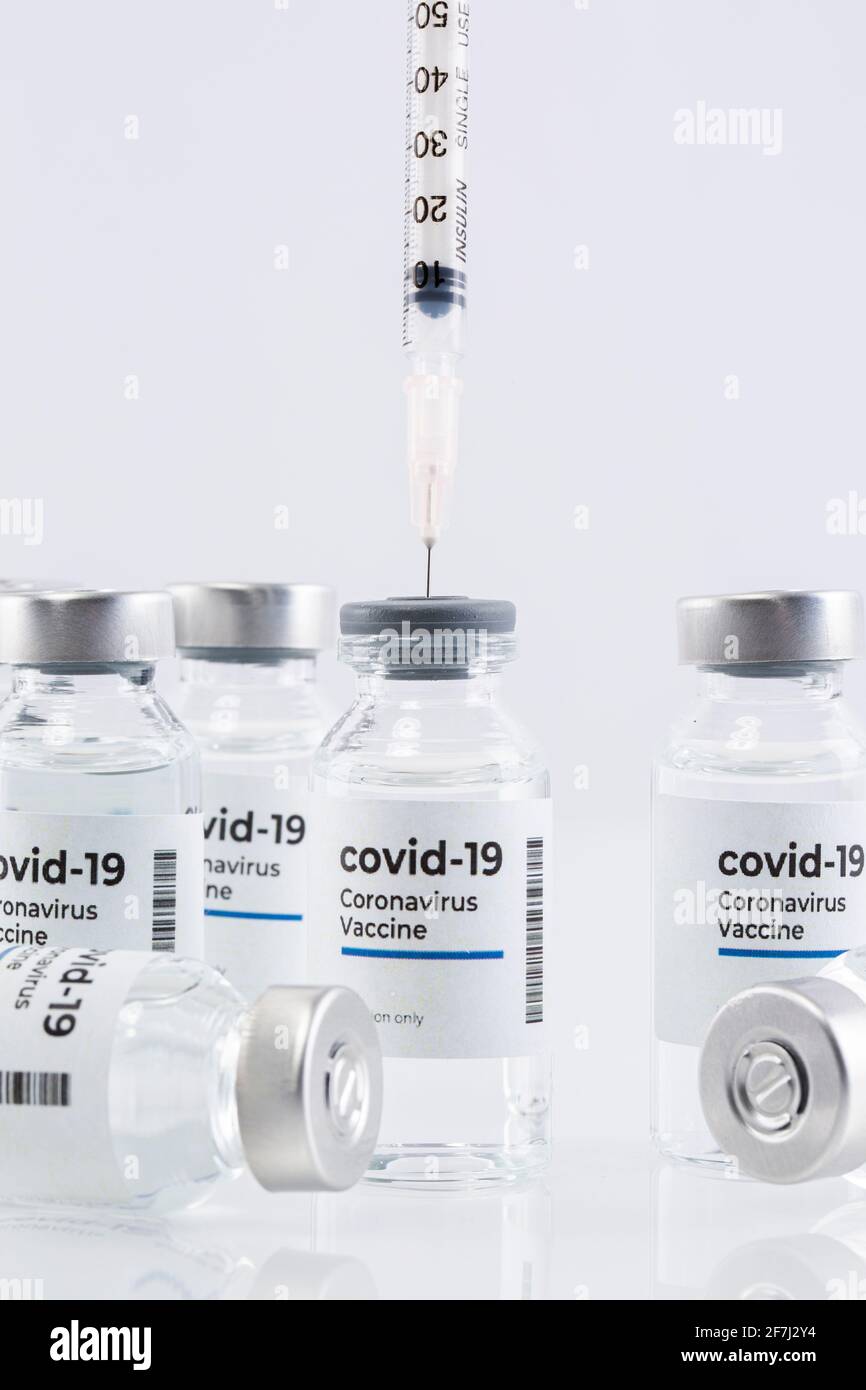 covid 19 vaccine, white background Stock Photo - Alamy