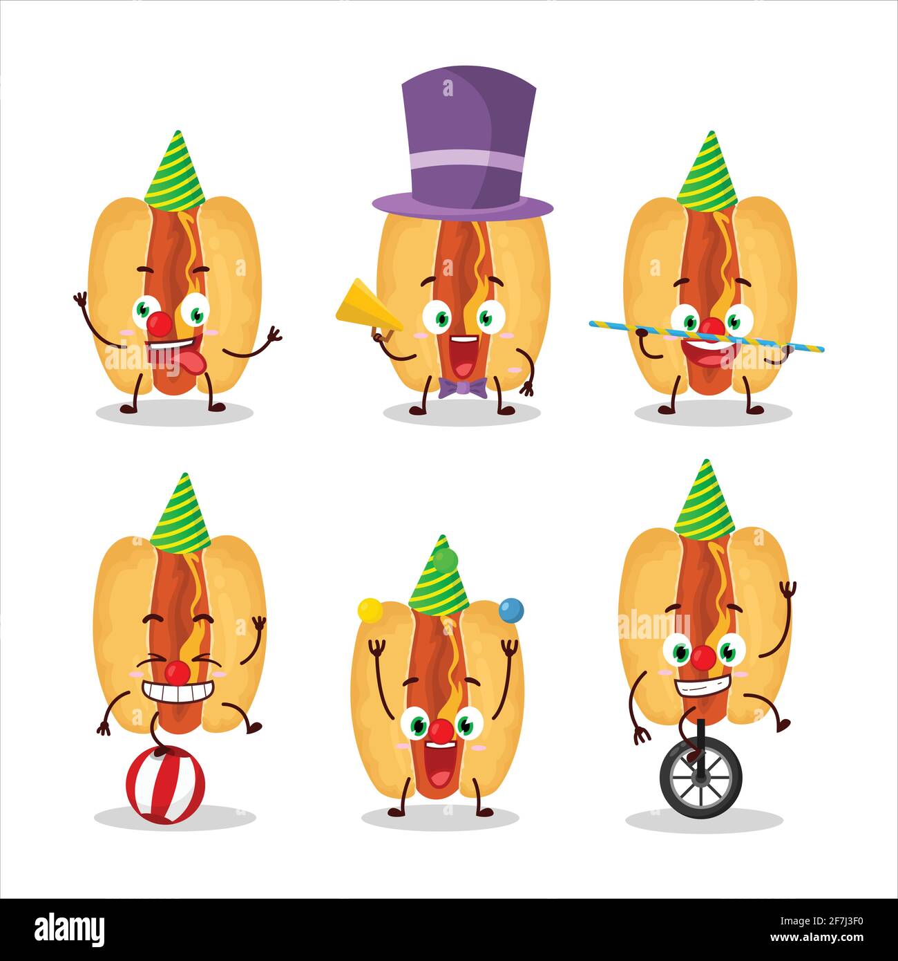 Cartoon character of hot dogs with various circus shows. Vector ...