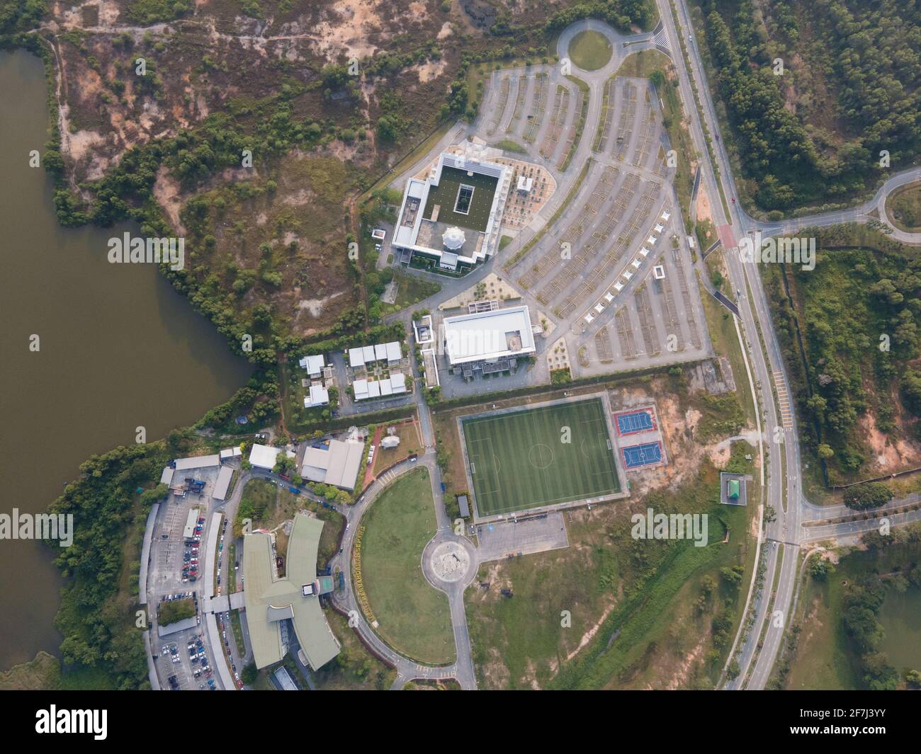 Cyberjaya, Malaysia - Feb 16, 2021: Aerial view of the Cyberjaya Mosque ...