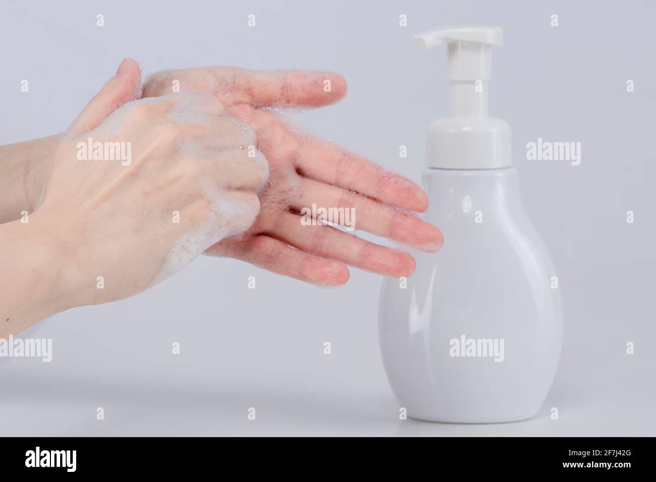 how to wash hands, white background Stock Photo - Alamy
