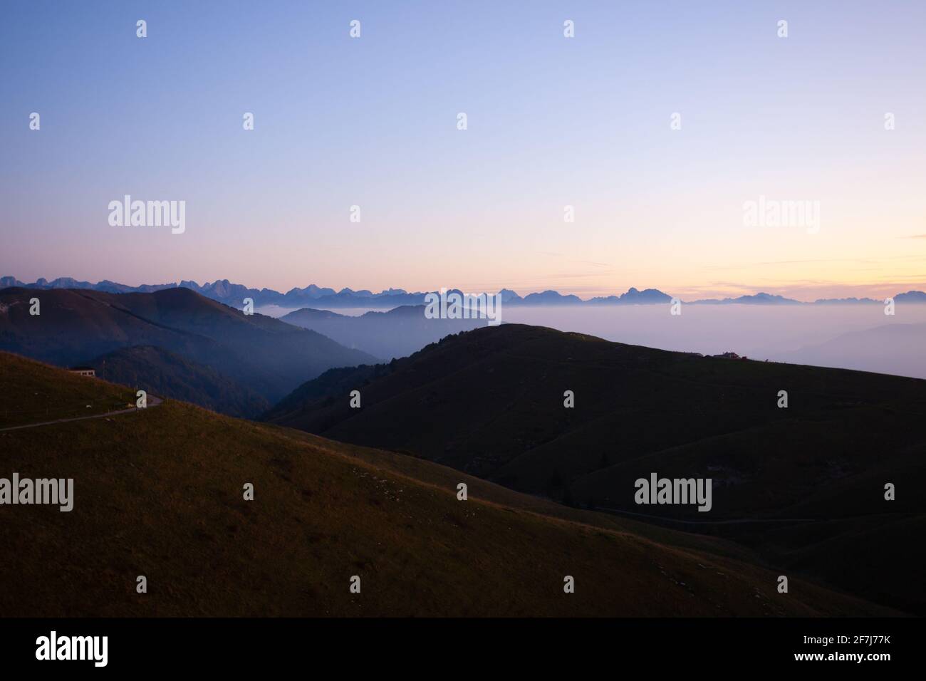 Dawn at mount Grappa. Italian alps landscape, Italy. Italian alps ...