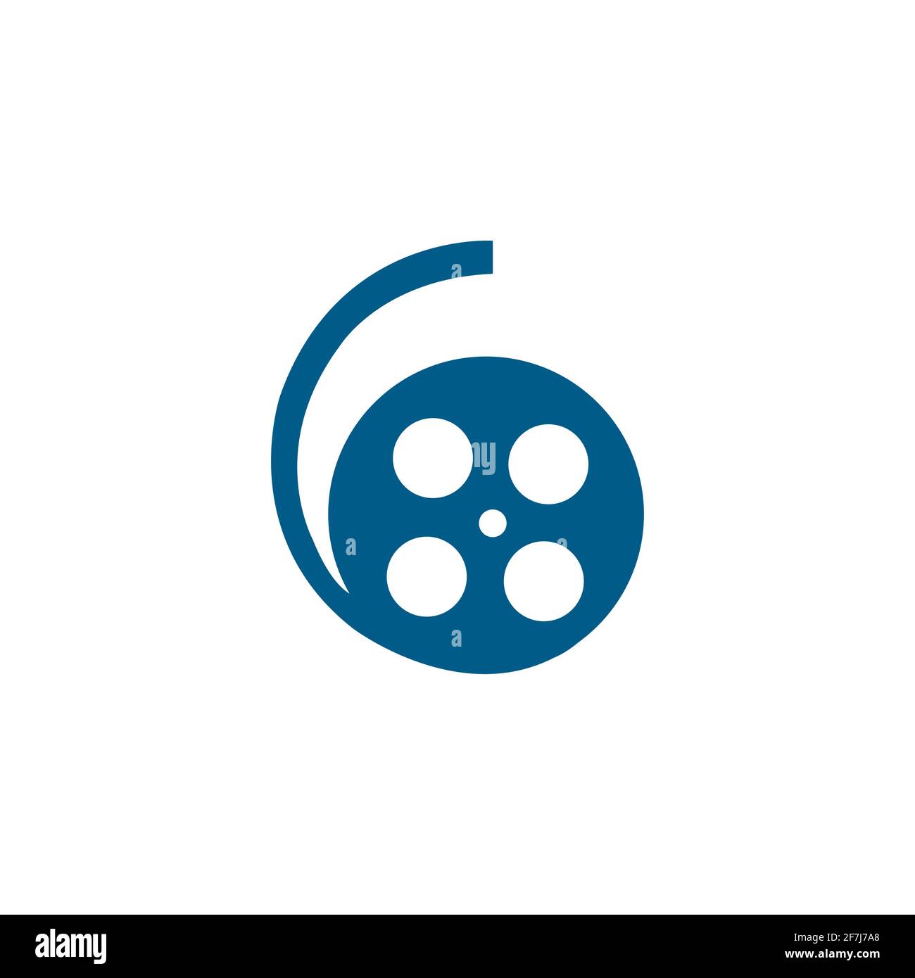 Film Reel Blue Icon On White Background. Blue Flat Style Vector ...