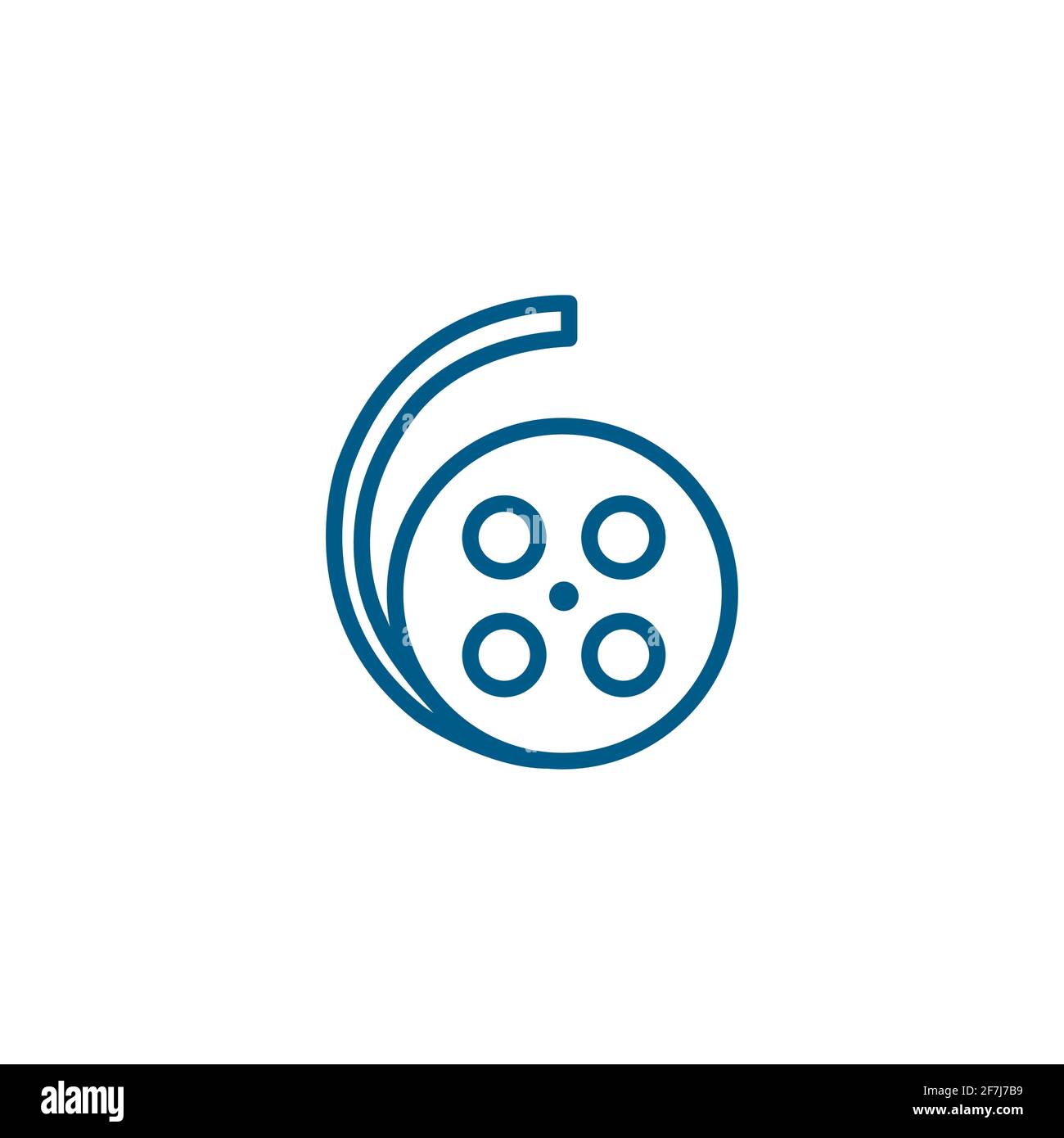 Film Reel Line Blue Icon On White Background. Blue Flat Style Vector ...