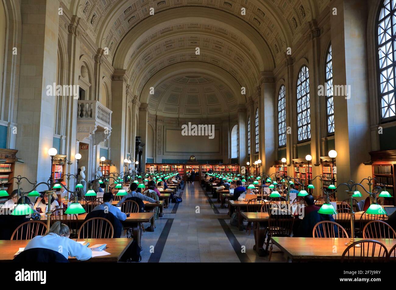 The main reading room of Bates Hall in Boston Central Library.Back Bay ...