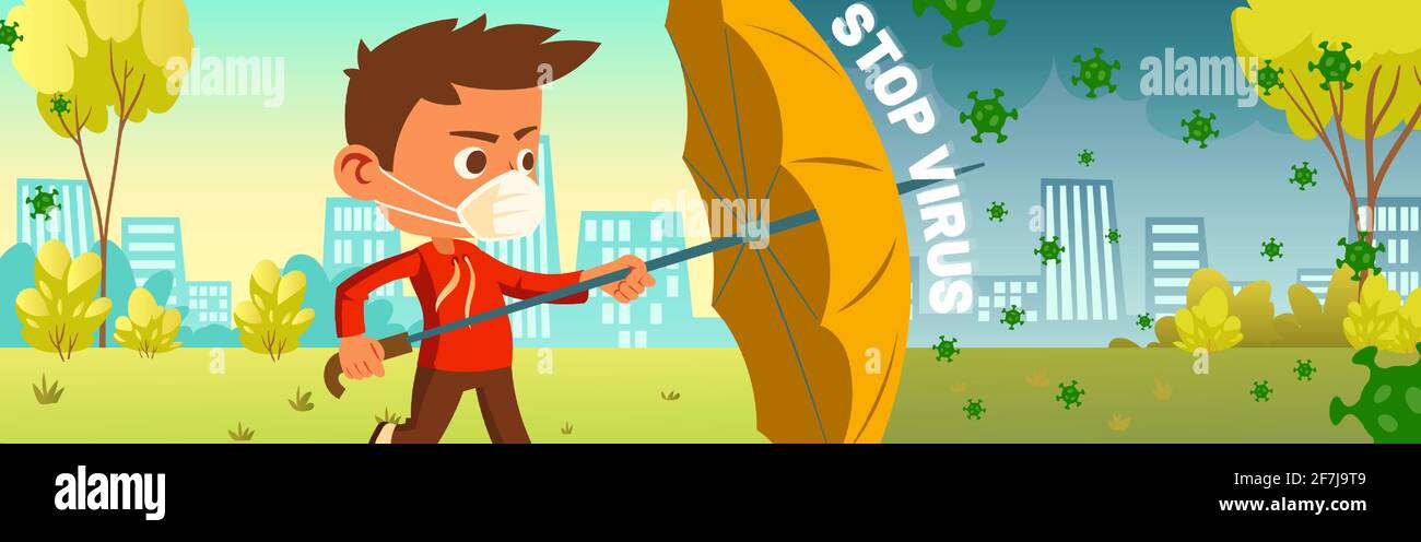 Stop virus banner. Coronavirus and infection protection, quarantine and ...