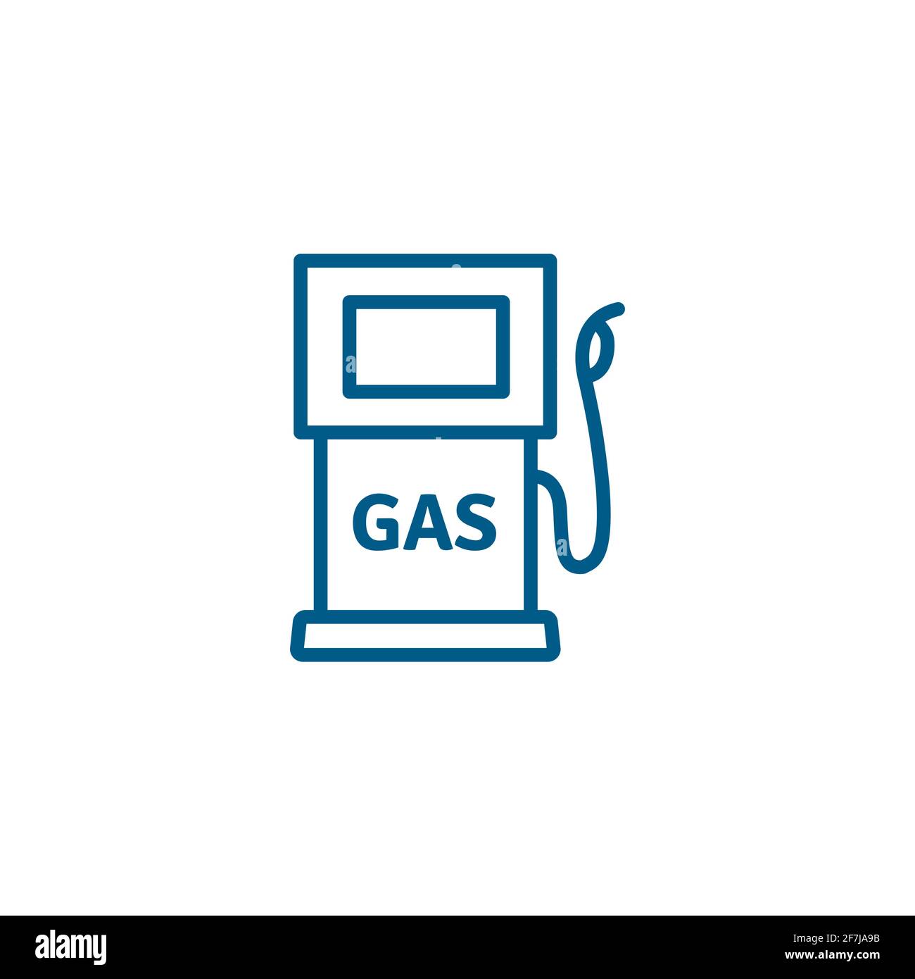 Gas Station Line Blue Icon On White Background. Blue Flat Style Vector ...