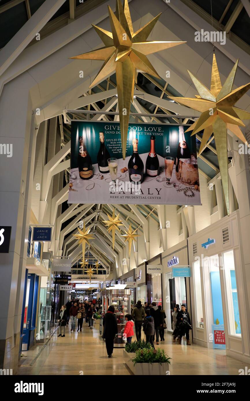 Interior view of Prudential Center shopping mall.Boston.Massachusetts ...