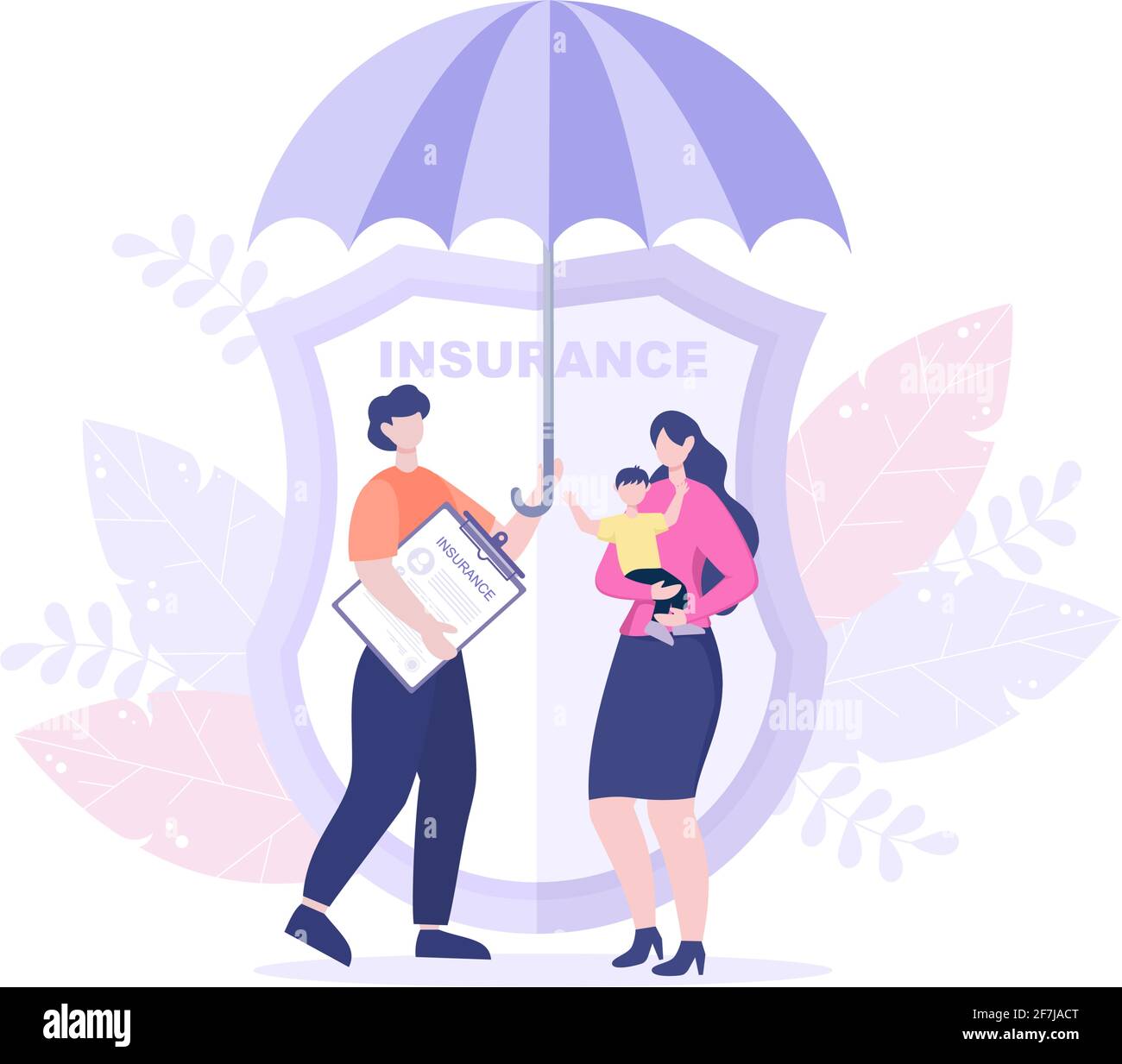 Umbrella protection concept family Stock Vector Images - Alamy