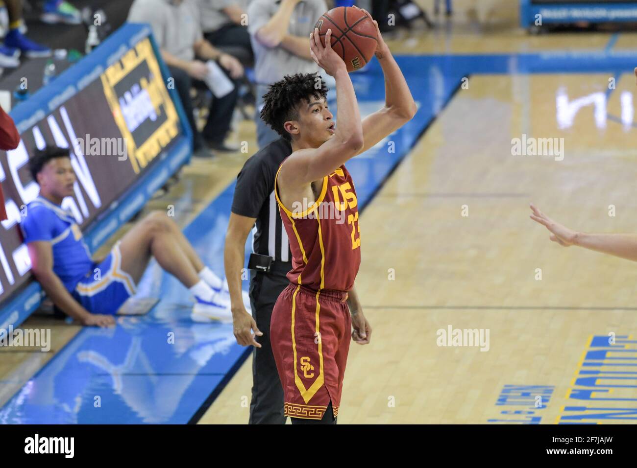 Southern California Trojans forward Max Agbonkpolo (23) shoots the ball ...