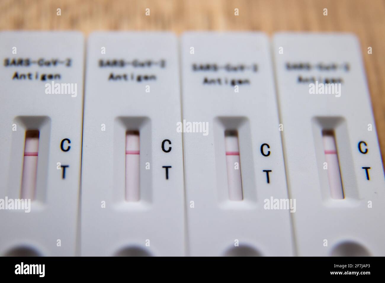 Finnentrop, Germany. 07th Apr, 2021. Several test cassettes of Covid-19 ...