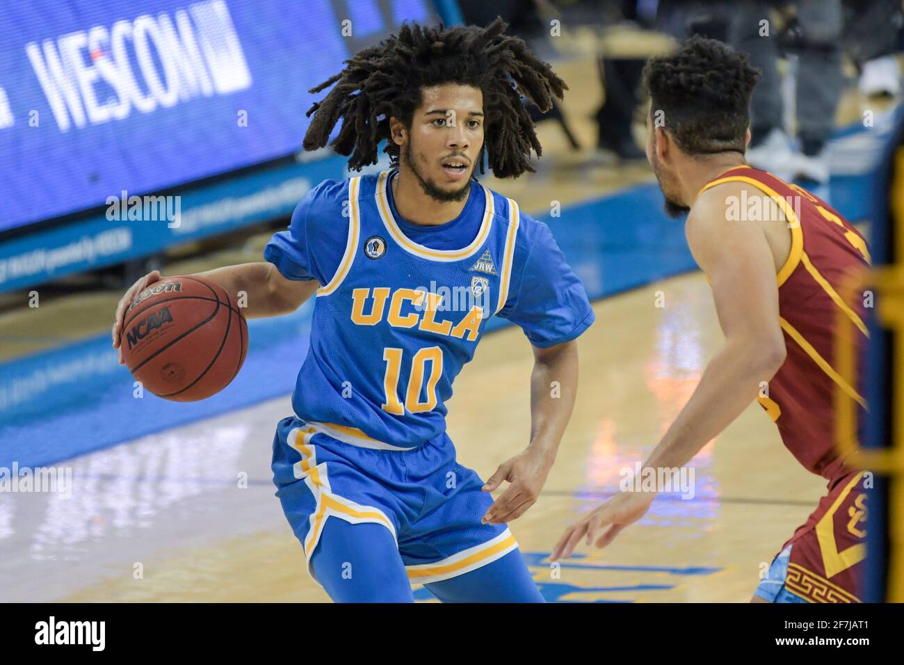 UCLA Bruins guard Tyger Campbell (10) dribbles the ball during an NCAA ...