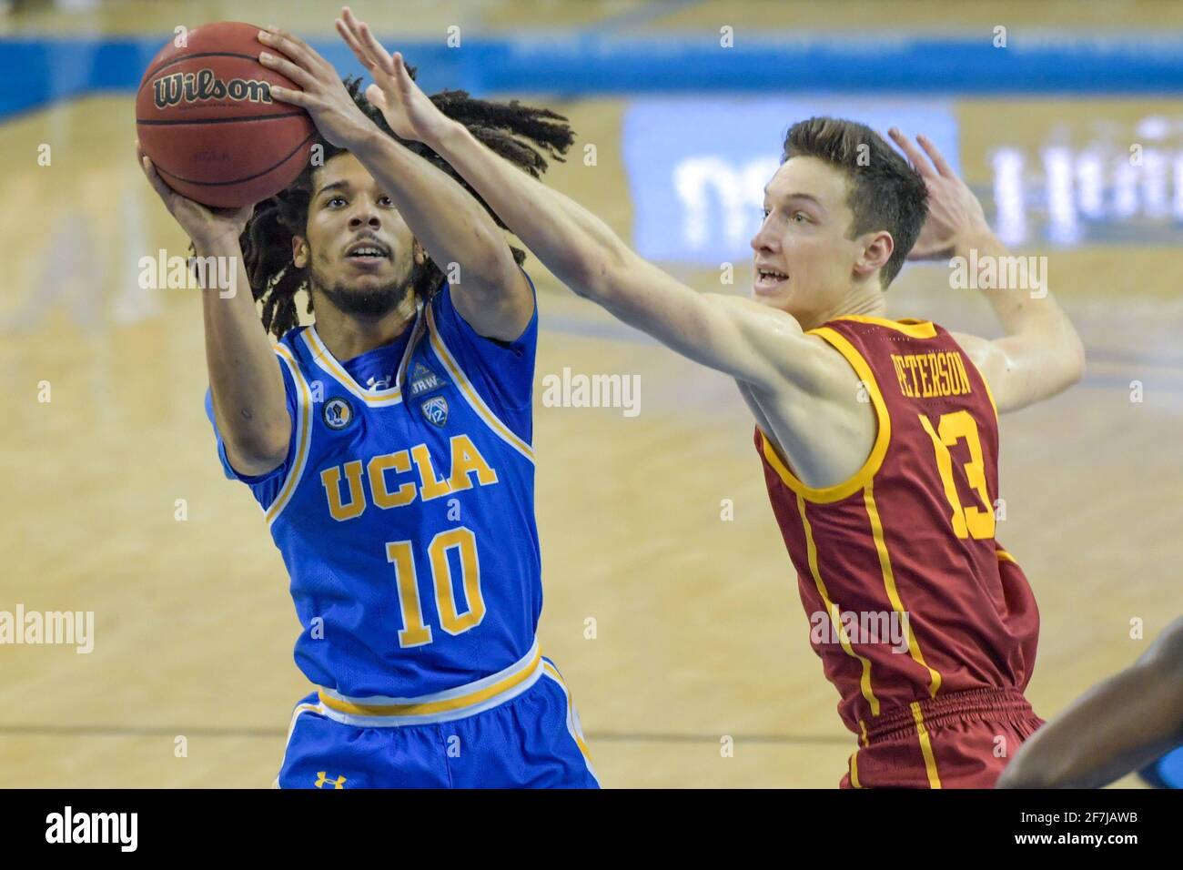 UCLA Bruins guard Tyger Campbell (10) dribbles the ball during an NCAA ...