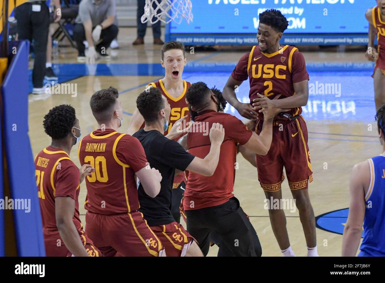 Los Angeles, United States. 06th Mar, 2021. USC Trojans celebrate after ...