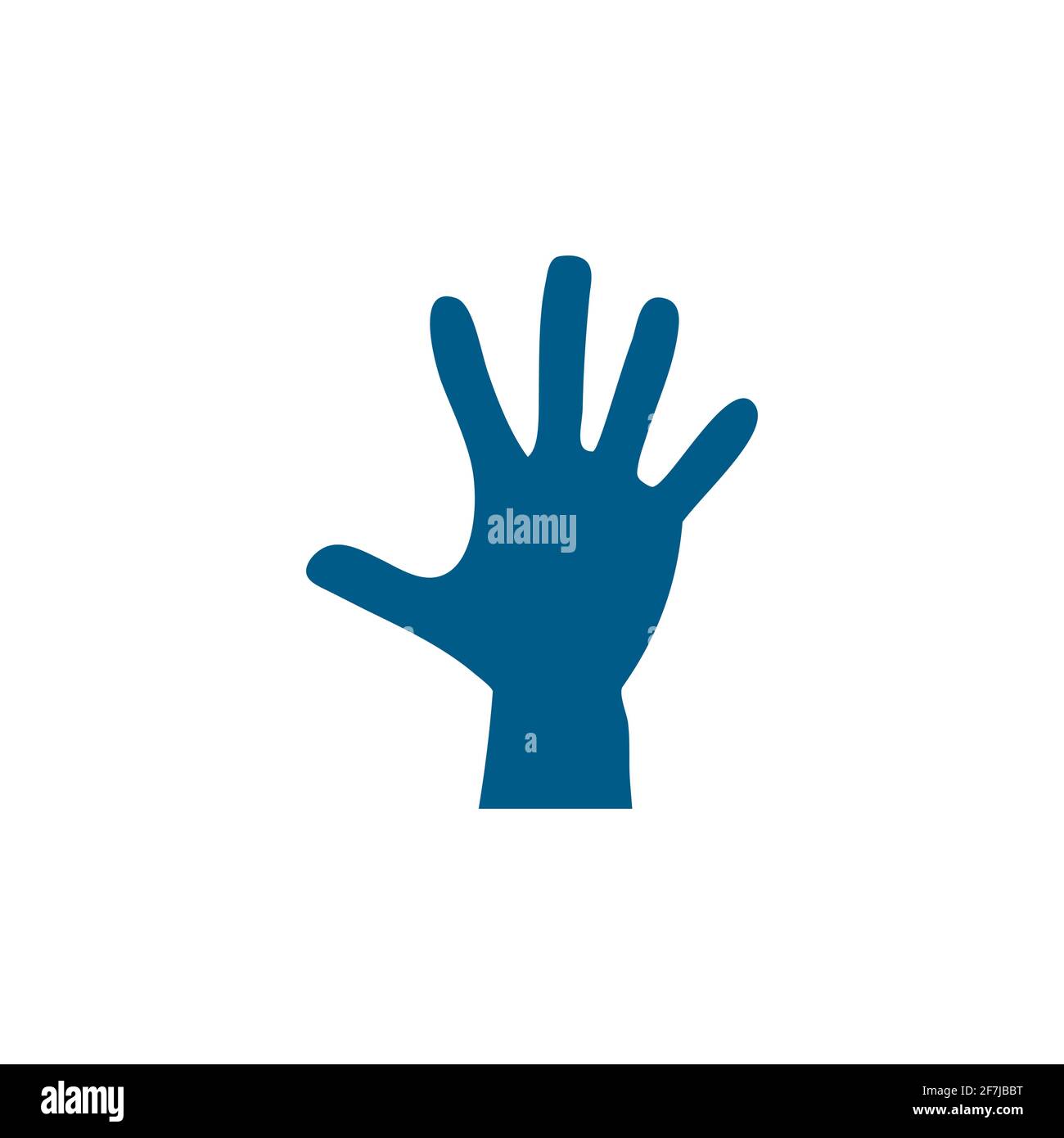 Hand Blue Icon On White Background. Blue Flat Style Vector Illustration ...