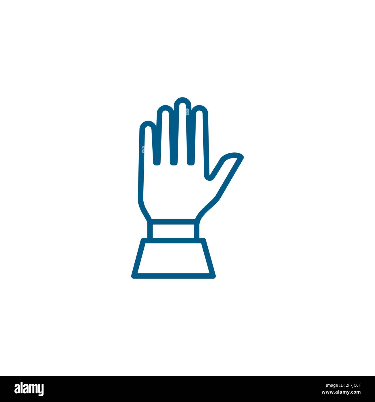 Hand Line Blue Icon On White Background. Blue Flat Style Vector ...