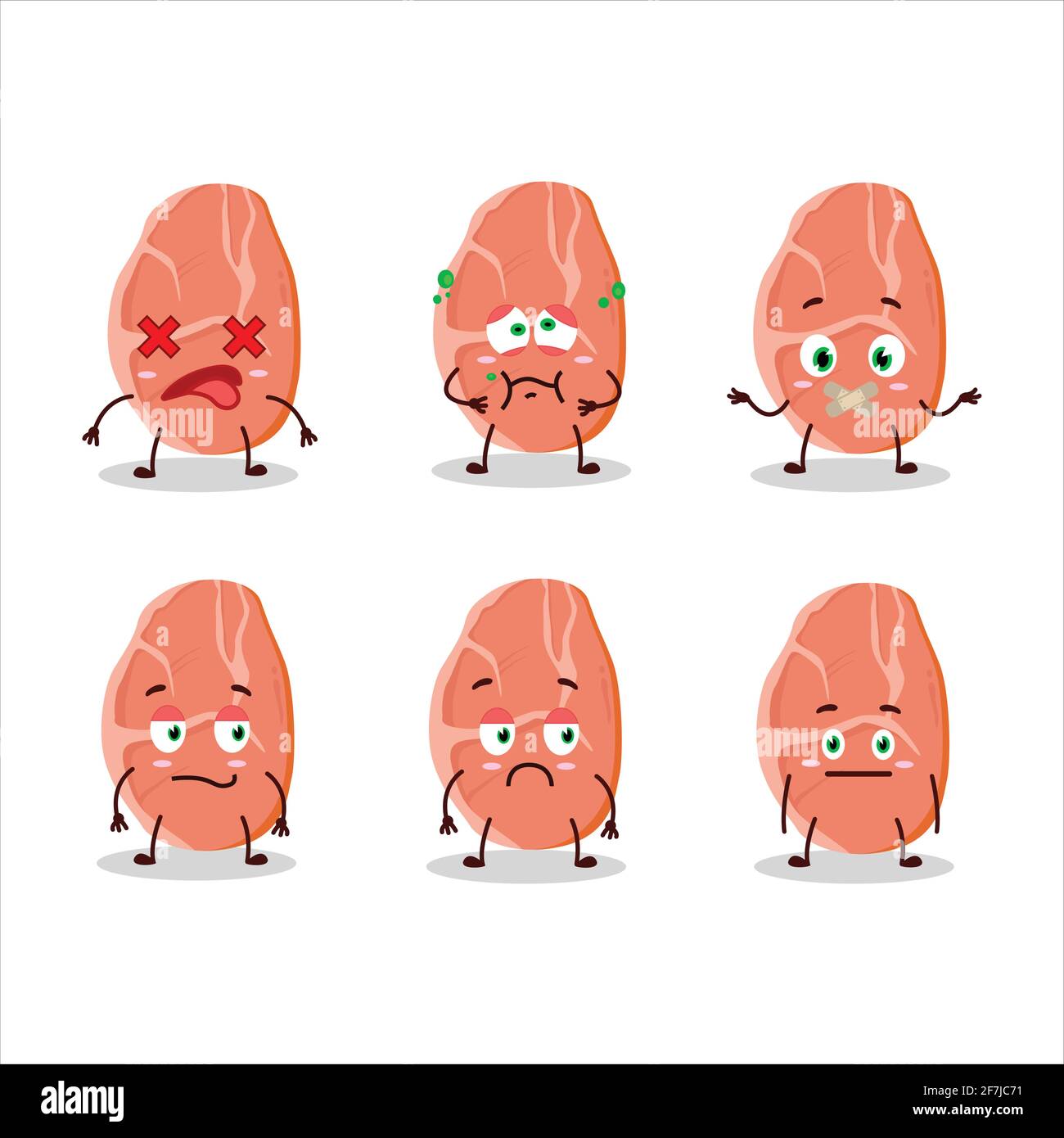 Slice of pork cartoon character with nope expression. Vector ...