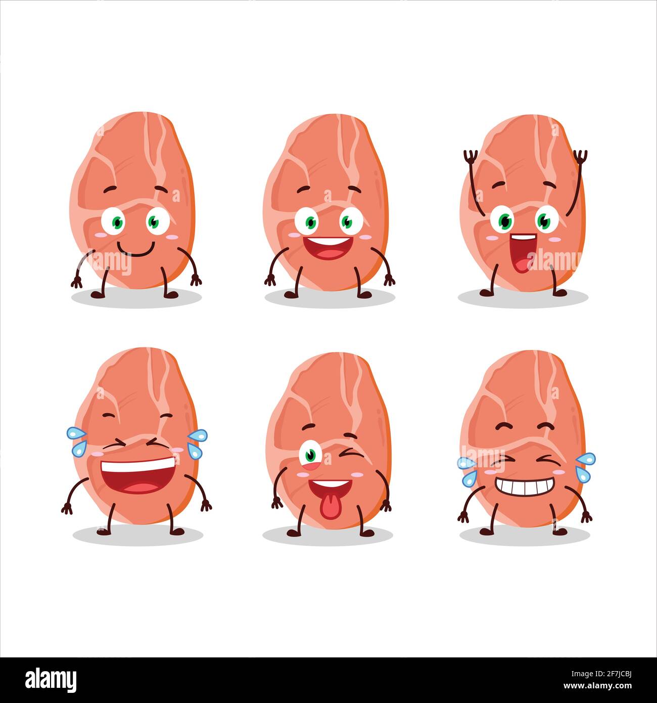 Cartoon character of slice of pork with smile expression. Vector ...
