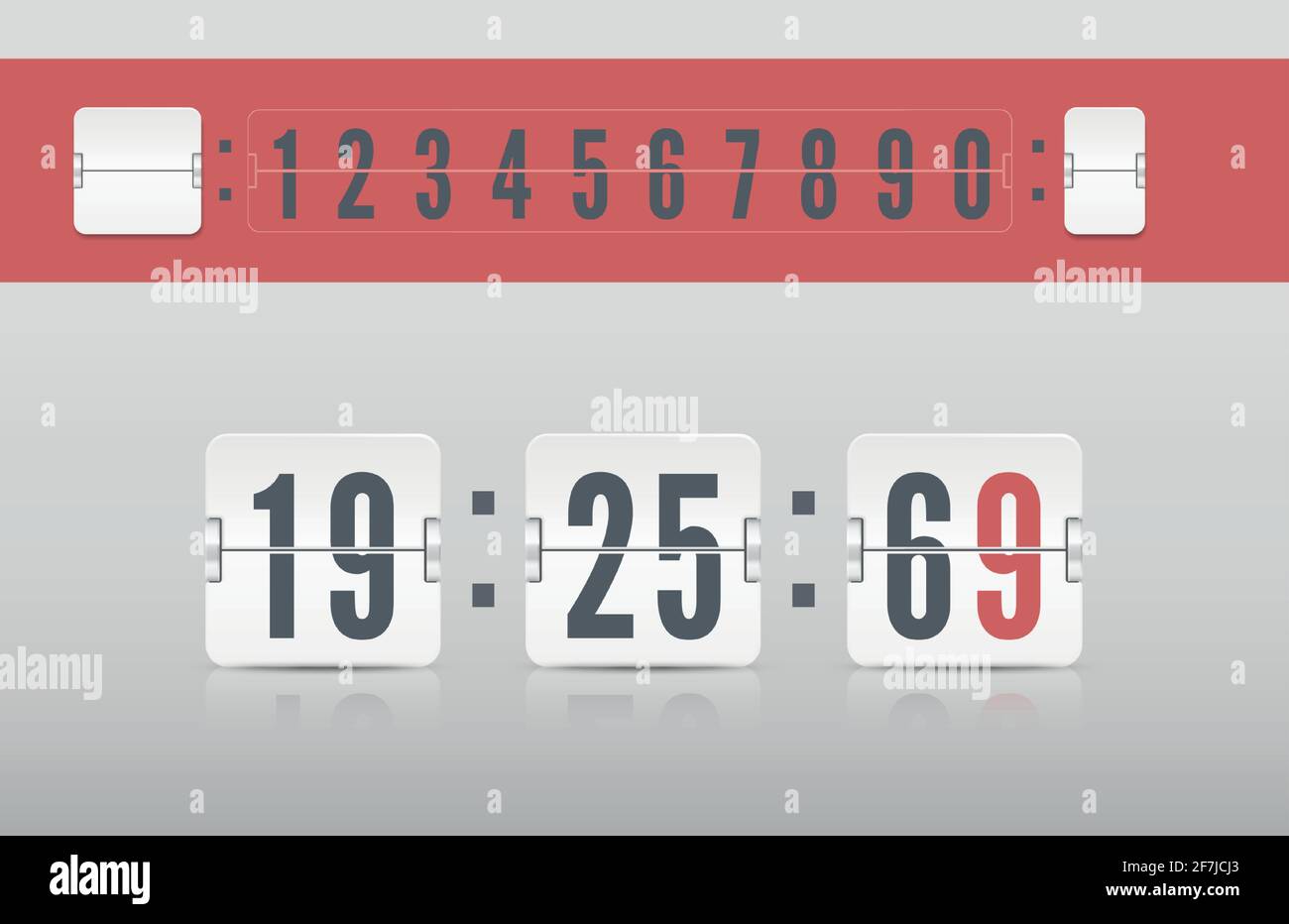 White Scoreboard Number Font With Reflections Retro Design Score Board